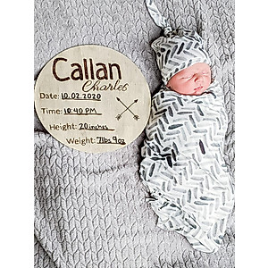 SB Goods Baby Swaddle Blanket Hat Set,Receiving Blanket 31" 31" for Newborns,Infants,and Toddlers,Perfect for Girls and Boys (Gray Stripes)