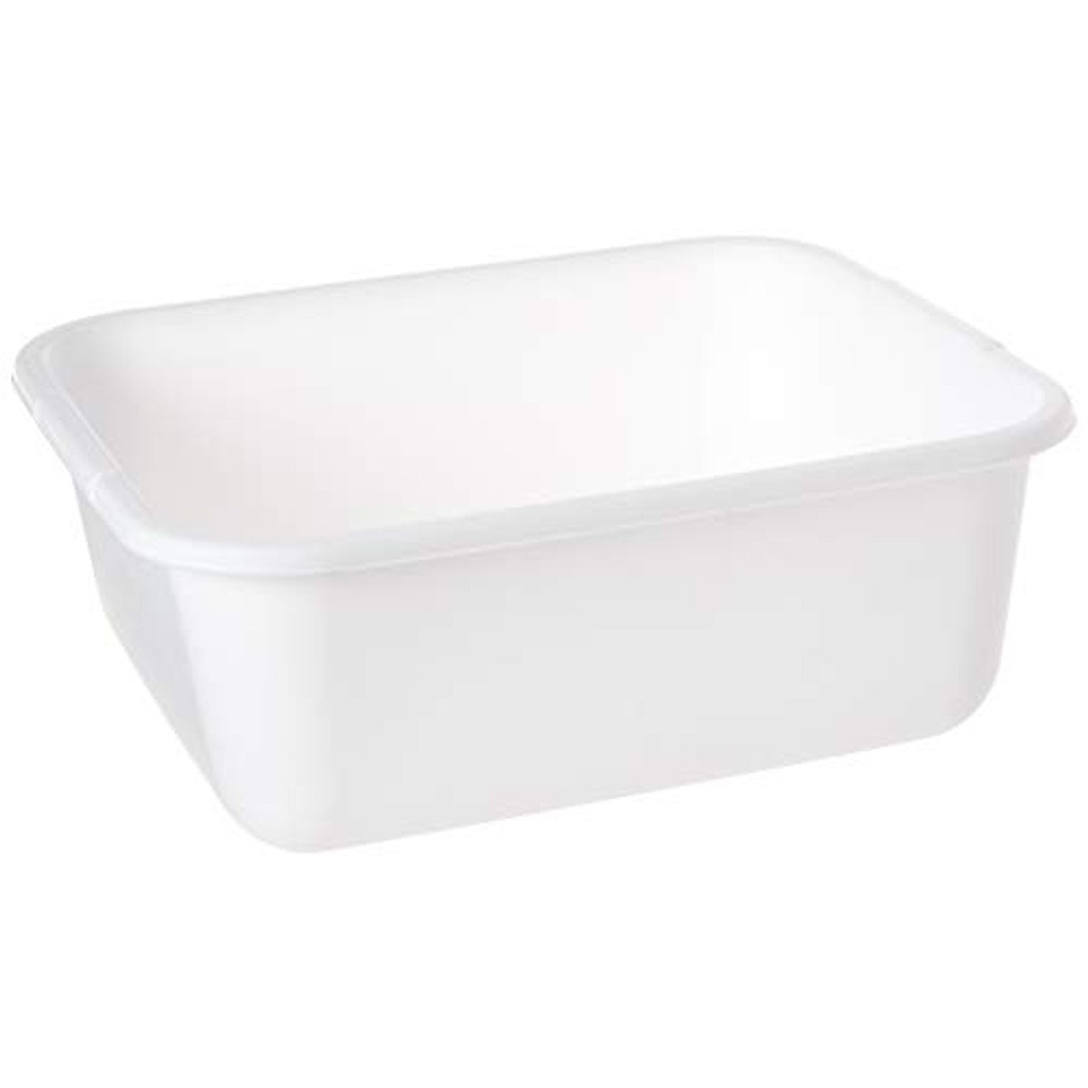 11.4 QT White Plastic Rectangular Dish Pan, 14.45" x 12.55" x 5.67", Pack of 2