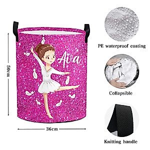 Personalized Girl Dance Ballet Laundry Baskets Custom Name or text Laundry Hampers for Women Man as Festival Gift