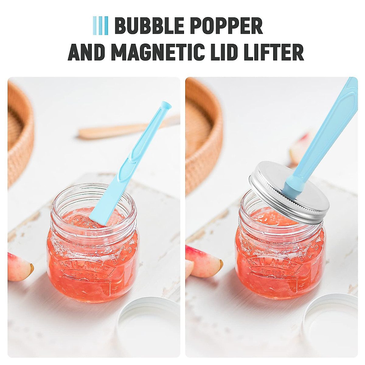 Pisol 2 Pieces Canning Tools Kit, 3 In 1 Magnetic Lid Lifter Jar Lid Lifter and Canning Bubble Popper Bubble Remover Measurer Canning Tools, Canning Supplies