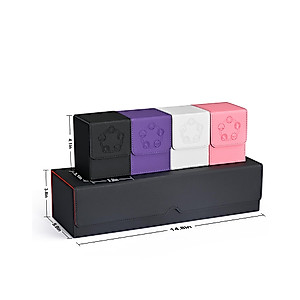 ZLCA Card Deck Box 5 In 1, Include 1600+ Premium Trading Card Storage Box with Dice Tray, and 4 PCS Card Deck Case for MTG, TCG, Sports Cards, Card Gaming Accessories Present Set (Black & Red Set)