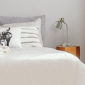 Globe Electric 30296 18" Desk Lamp with 2.1 USB Port, Matte Sage Green, Brass Accents, Push Button On/Off Switch, Home Décor, Desk Lamps for Home Office, Home Office Accessories