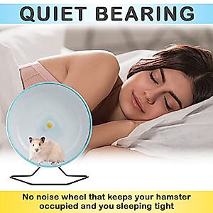 Silent Hamster Wheel, Super Quiet 8.3 Inch Hamster Exercise Wheel with Firm Bearing Lock and Stand, Hamster Cage Runner Wheels Accessories for Hamster Tiny Gerbil Mice or Other Small Animals