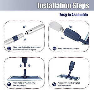 Spray Mops for Floor Cleaning - ZFGYmuxi Microfiber Wood Floor Dry Wet Mop with 2X 500ML Bottles 4X Microfiber Pads,Multifunction Spray Mops Dust Flat Mop for Hardwood,Marble,Tile Floor Mopping