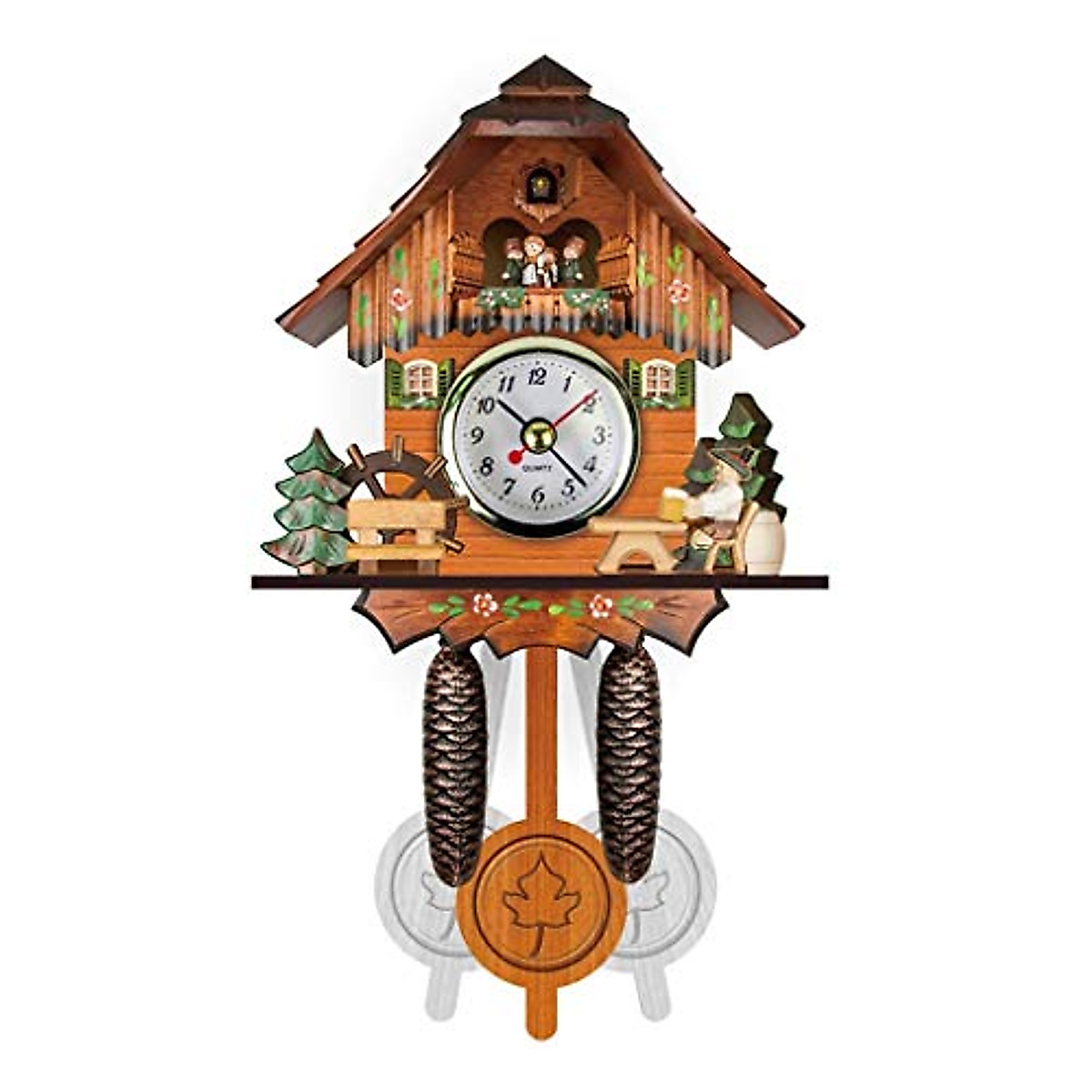 Par [ 1xAA Battery (not Included) ] Antique Wooden Cuckoo Wall Clock Bird Time Bell Swing Alarm Watch Home Restaurant Decoration/for Room, Study, Bedroom, Office, Hotel