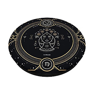 Virgo Zodiac Sign - Black and Gold Phone Accessory PopSockets Swappable PopGrip