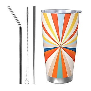 AYCZN Colorful Rays 20 OZ Tumbler Stainless Steel Travel Coffee Mug, Rainbow Insulated Water Bottle with Lid and Straws Leakproof Thermal Cup