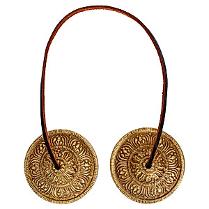 Divine Sound Tingsha Cymbals -Holy Buddha Lotus Symbol engraved Beautiful Gift Box for Meditation,Pray,Yoga,Sound healing, 7.6cm / 3" Nepal Tingsha Bell with Lather Strap Brass