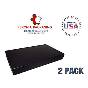 Feronia Packaging Apparel Boxes 2 Pack Men Shirt Box Women Dress Boxes Premium Gift Wrap and Art Supplies for Birthdays, Holidays, or Presents (Black)