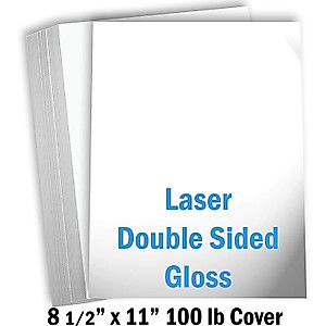 Hamilco White Glossy Cardstock Paper 8 1/2 x 11" 100 lb Cover Card Stock 50 Pack