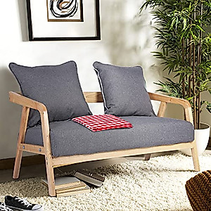 Koreyosh Upholstered Wood Loveseat Sofa with Cushions,Modern Fabric 2-Seat Small Sofa with Armrest,Compact Space Couch,Filled with Native Sponge,Grey