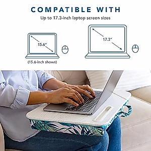 LAPGEAR Designer Lap Desk with Phone Holder and Device Ledge - Tropical Palm Leaves - Fits up to 15.6 Inch Laptops - Style No. 45427