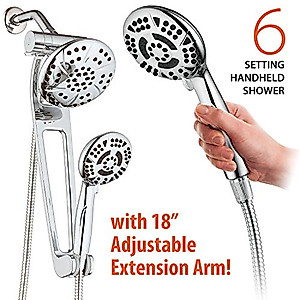 AquaDance Chrome AQUABAR High-Pressure 3-Way Spa Combo with Adjustable 18" Extension Arm for Easy Reach & Mobility Enjoy Luxury 6" Rain & Handheld Shower Head Separately or Together Finish