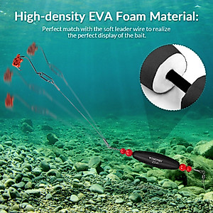 THKFISH Catfish Float Rigs,Catfish Rattling Line Float for Santee Rig,Catfish Tackle Rattling Cork EVA Foam Peg Floats Bait Rigs, Bobbers with Double Hooks 4PCS 2.5in 3in