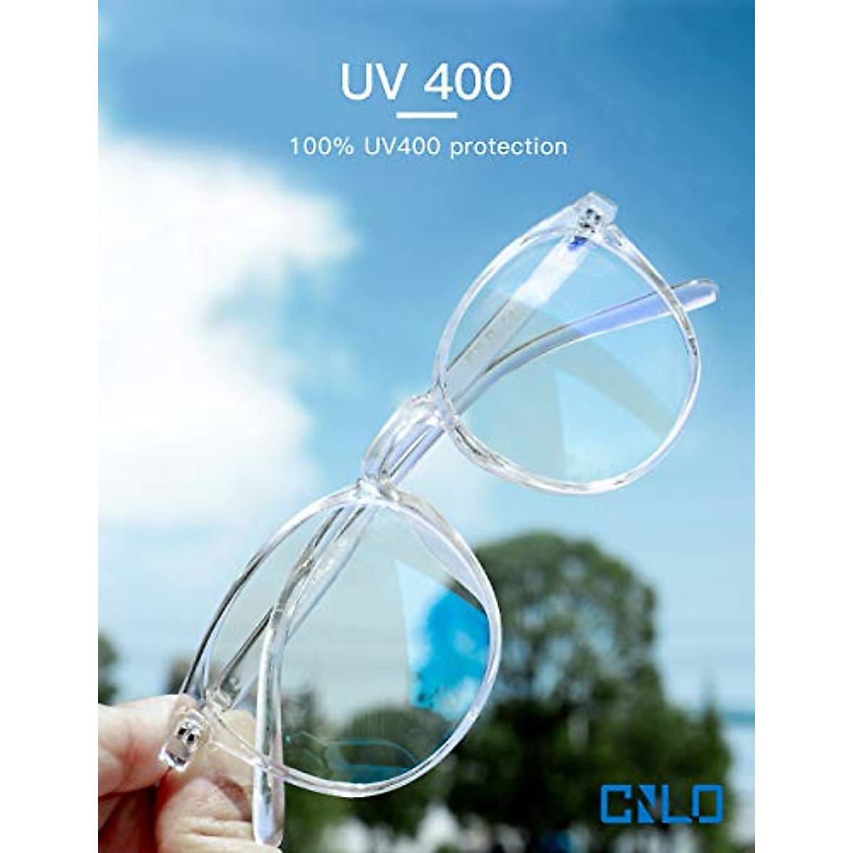 CNLO Blue light blocking Glasses,Computer Glasses,Gaming Glasses,TV Glasses，For UV Protection, Anti Eyestrain,Lightweight Frame Eyewear,Men/Women (Crystal)