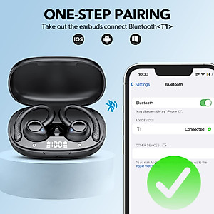taobosec Bluetooth Headphones, Bluetooth Earbuds, HiFi Stereo Sound, Bluetooth 5.1, IPX7 Waterproof, 50 Hours Playtime with Charging Case, Suitable for Work, Games