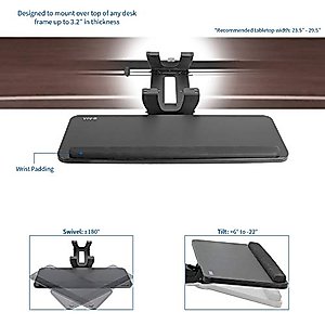 VIVO Adjustable Keyboard and Mouse Tray with Dual Height Track Spacer Brackets, Ergonomic Under Desk Platform and Spacer Bracket Combo, MOUNT-KB03B-KIT1