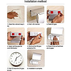 Wall Mounted Toilet Paper Holder with Shelf, No Drilling Stainless Steel Toilet Roll Holder for Bathroom Kitchen Restaurant Toilet Paper Holder