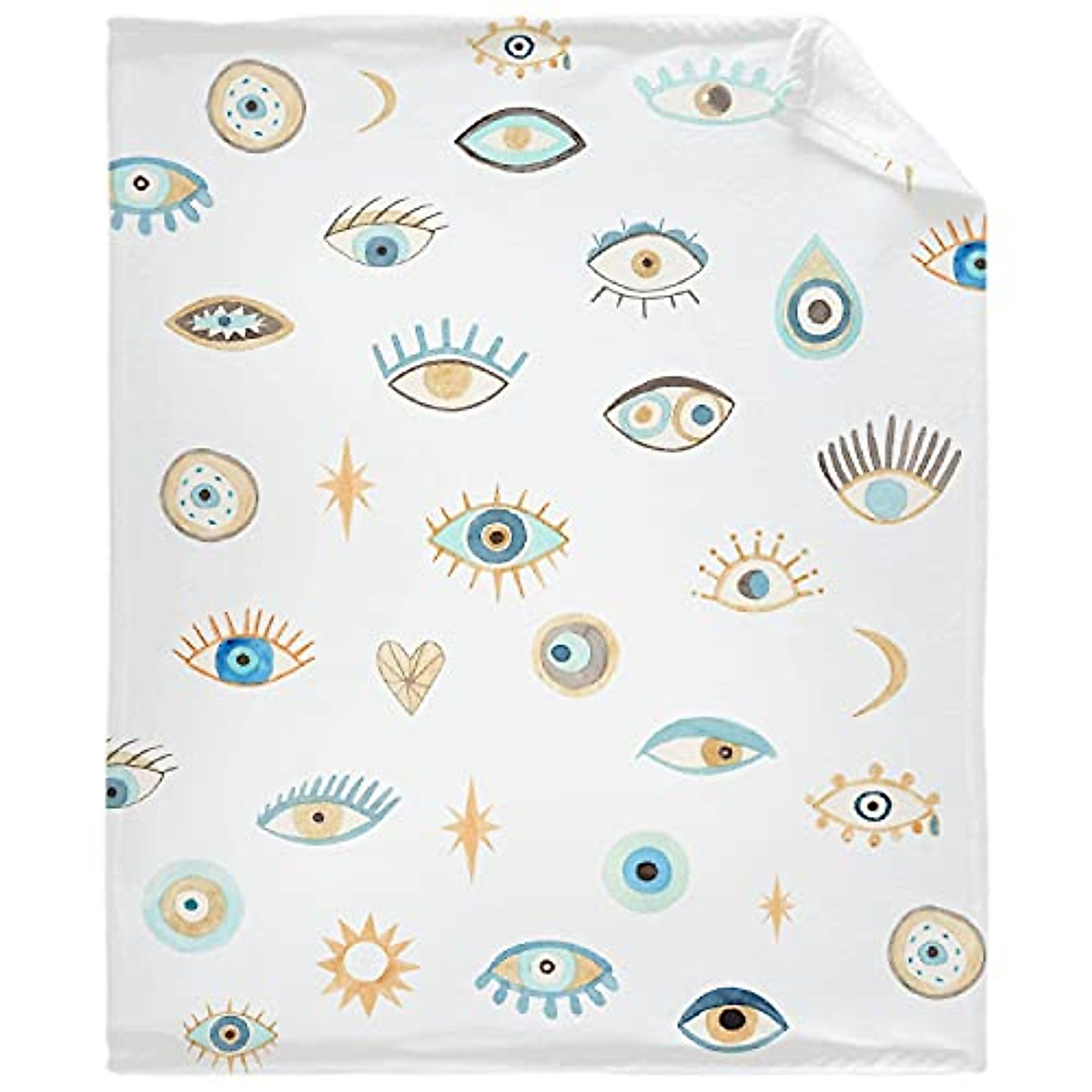 Todeyya Nazar Evil Eye Pattern Throw Blanket - ​Super Soft Flannel Fleece Blanket for Gifts, Plush Lightweight Fuzzy Cozy Blanket Microfiber for Couch Sofa Bed All Season XS 40"x30" for Pets
