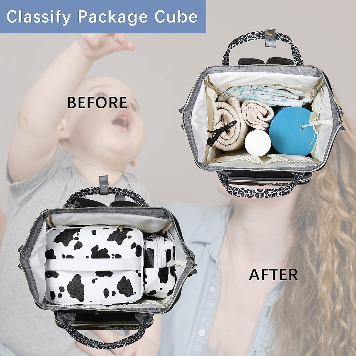 TRENDPLAY Diaper Bag Baby Organize Bags Set of 3, Water Resistant Packing Cubes, Diaper Bag Organizer Pouches Insert for Mommy Bag, Baby Shower Gift