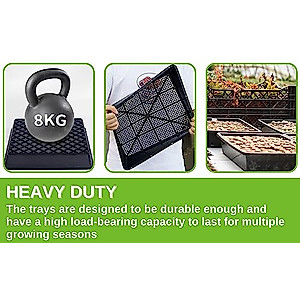 BeGrit Seed Starter Trays 5-Pack 15x12 inch Mesh Tray Plastic Plant Trays Garden Seedling Starter Kit Bonsai Training Pots Succulent Transport Pots with 5 Bases