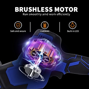 Cordless Reciprocating Saw,21V Brushless One-Handed Saw Battery Powered Portable Electric Saw Kit with 1.5Ah Battery,Charger,0-1900 RPM,Variable Speed,4 Saw Blades for Wood,Trees,or Metal Cutting