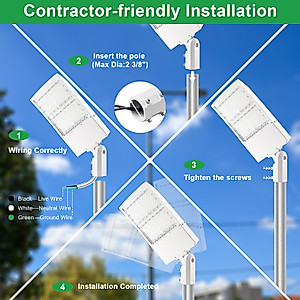 300W LED Parking Lot Light, 42000LM(140LM/W) 5000K White LED Shoebox Area Light, 1-10V Dimmable Commercial Outdoor Street Pole Lighting, IP65 Waterproof 100-277VAC UL DLC Listed
