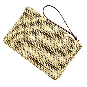 VALICLUD Straw Bag s for Women Woven Bag Straw Purse Straw Clutch Hand Bags Purses for Women Shoulder Bag Girl Wallet Woman Wallet Staw s for Wallet for Women Small Zipper Miss Tote Handbag