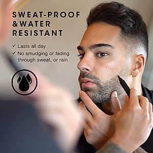 Pacinos Beard Pencil Filler - Water Proof, Long Lasting Coverage & Natural Finish - Beard, Moustache & Eyebrows - Micro-Fork Tip for Seamless Application - Bristle Brush Included (Dark Brown)