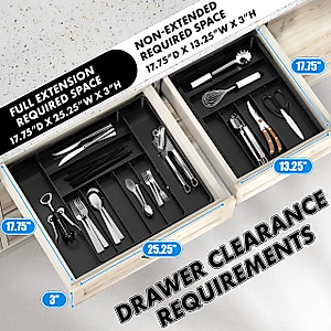 Simple Houseware Expandable Kitchen Drawer Flatware Organizer, Black