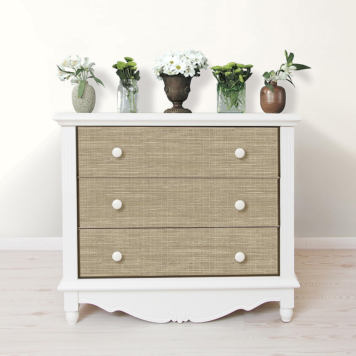 NuWallpaper NUS2215 Wheat Grasscloth Peel & Stick Wallpaper, Neutral