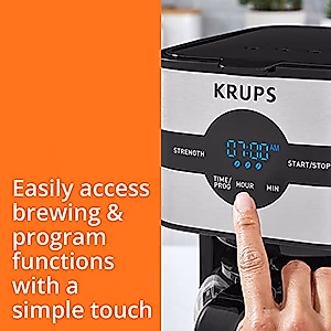KRUPS Simply Brew Digital Drip Coffee Maker, 10 cups, Black & Stainless Steel
