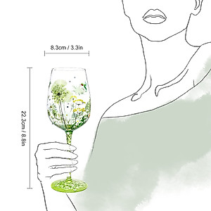 NymphFable Colorful Wine Glass Flower Bird Gragonfly Artisan Painted 15oz Personalised Gift for Best Friend