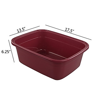 Utiao 18 Quart Wash Basin, Large Dish Tubs, 3 Packs(Dark Red, Grey, Khaki)