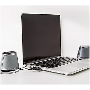 Amazon Basics Stereo 2.0 Speakers for PC or Laptop with Volume Control, 3.5mm Aux input, USB-Powered, 1 Pair, Silver