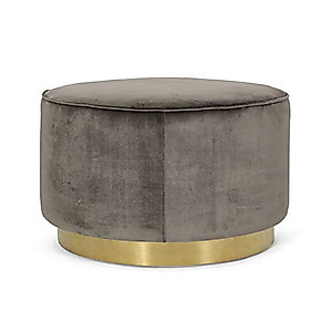 Christopher Knight Home Croton Ottoman, Gray, Shiny Brass
