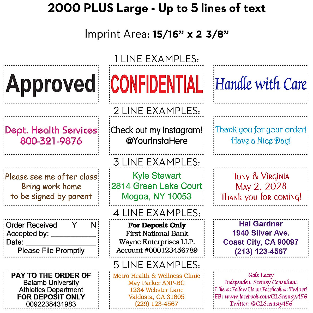 COLOP Large Size Self Inking Custom Text Stamp - Choose from Many Fonts & 15 Ink Colors