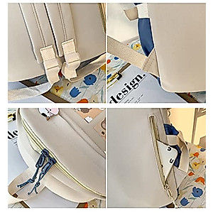 Eagerrich Kawaii Backpack with Cute Pin Accessories Plush Pendant Lovely Pastel Rucksack for School Bag Student Teen Girls Aesthetic Student Bookbags Super-Capacity Waterproof Travel Backpack