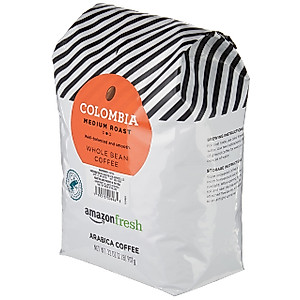 AmazonFresh Colombia Whole Bean Coffee, Medium Roast, 32 Ounce
