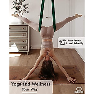 Orbsoul Deluxe Yoga Hammock (Grand Size 5.5 Yards) Includes Premium Aerial Nylon Silks, Certified Rigging Hardware & Easy Set-Up Guide