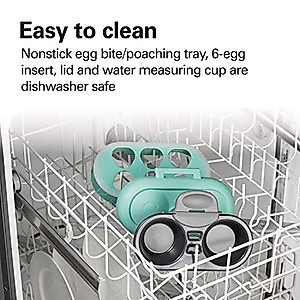 Hamilton Beach Electric Egg Bites Cooker, Hard Boiler & Poacher with Removable Nonstick Tray Makes 2 in Under 10 Minutes, Teal (25511)