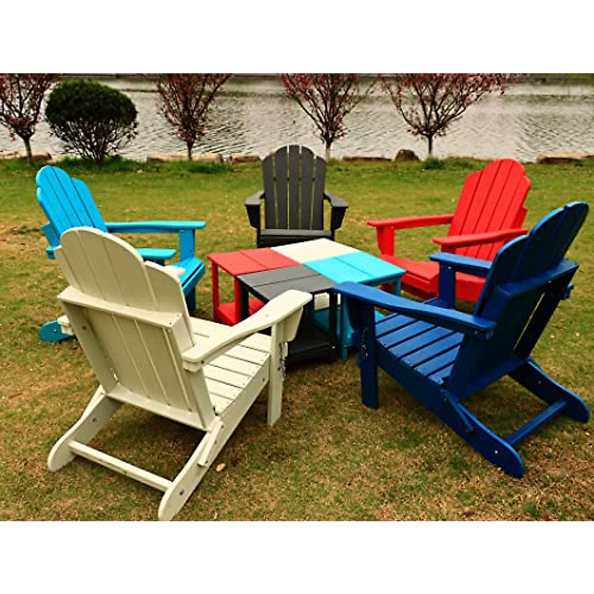 Aoorun Adirondack Chairs Folding Adirondack Chair，Plastic Adirondack Chairs seat Width 21.3"，fire Pit Chairs for Outside firepit Area Lifetime，All Weather Resistant and Durable -Grey