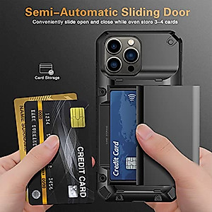 SUPBEC iPhone 13 Pro Max Wallet Case, Screen Protector x2, Hidden Card Slot, Military Grade Protection, 6.7" Black