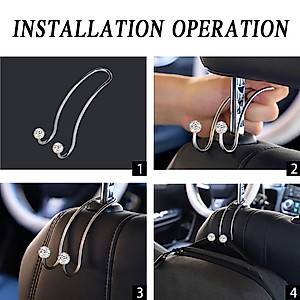 SAVORI Auto Hooks Bling Car Hangers Organizer Seat Headrest Hooks Strong and Durable Backseat Hanger Storage Universal for SUV Truck Vehicle 2 Pack (AB)