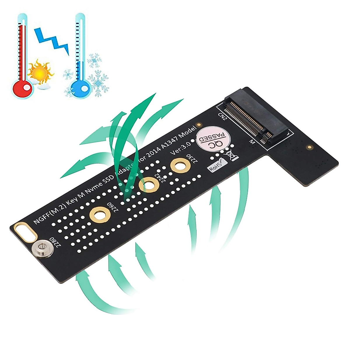 M.2 NGFF MKey NVME SSD Converter Card Adapter Module for OS Mini A1347 Model 2014, M.2 NGFF MKey NVME SSD Adapter Support Easy Installation