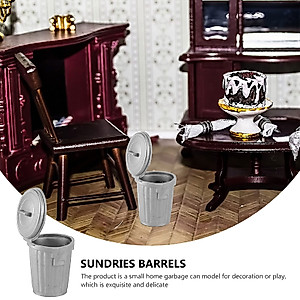 Miniature Garbage Can Fairy House Model Art Crafts DIY Accessory for Girls and Boys Silver