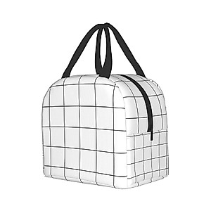 White Checkered Bags, Reusable Snack Bag Food Container For Boys Girls Men Women School Work Travel Picnic Waterproof Outdoors Game Handbags For Adults