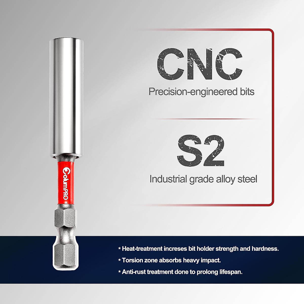 ColumPRO 2PCS 12inch Magnetic Drill Bit Extension Holder For Impact Driver,1/4" Hex Shank S2 Steel Magnetic Screwdriver Extension,Drill Bit Extender