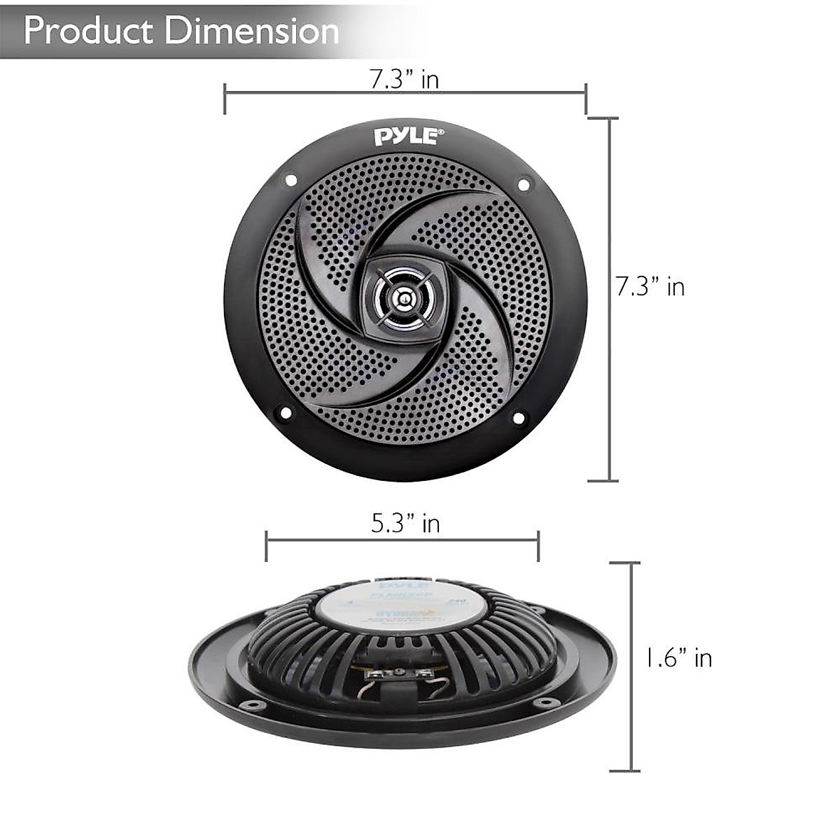 Pyle Marine Speakers - 6.5 Inch 2 Way Waterproof and Weather Resistant Outdoor Audio Stereo Sound System with 240 Watt Power - 1 Pair - PLMRS6B (Black) - (Packaging may vary)