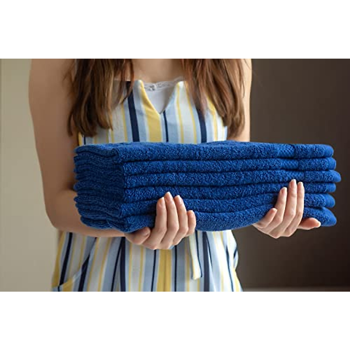 AKTI Premium Hand Towels for Bathroom,16x30 inches, 550 GSM, 6 Piece Set Cotton Towel, Soft & Fluffy, Extra Absorbent, Quick Dry Towels for Body – Navy Hand Towels for Daily Use